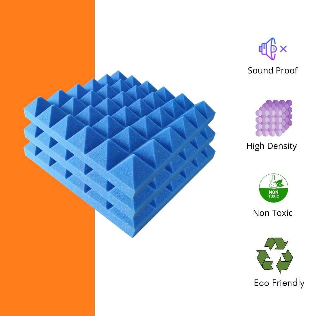 Pyramid Acoustic PU Foam – Blue | Envirotech Online